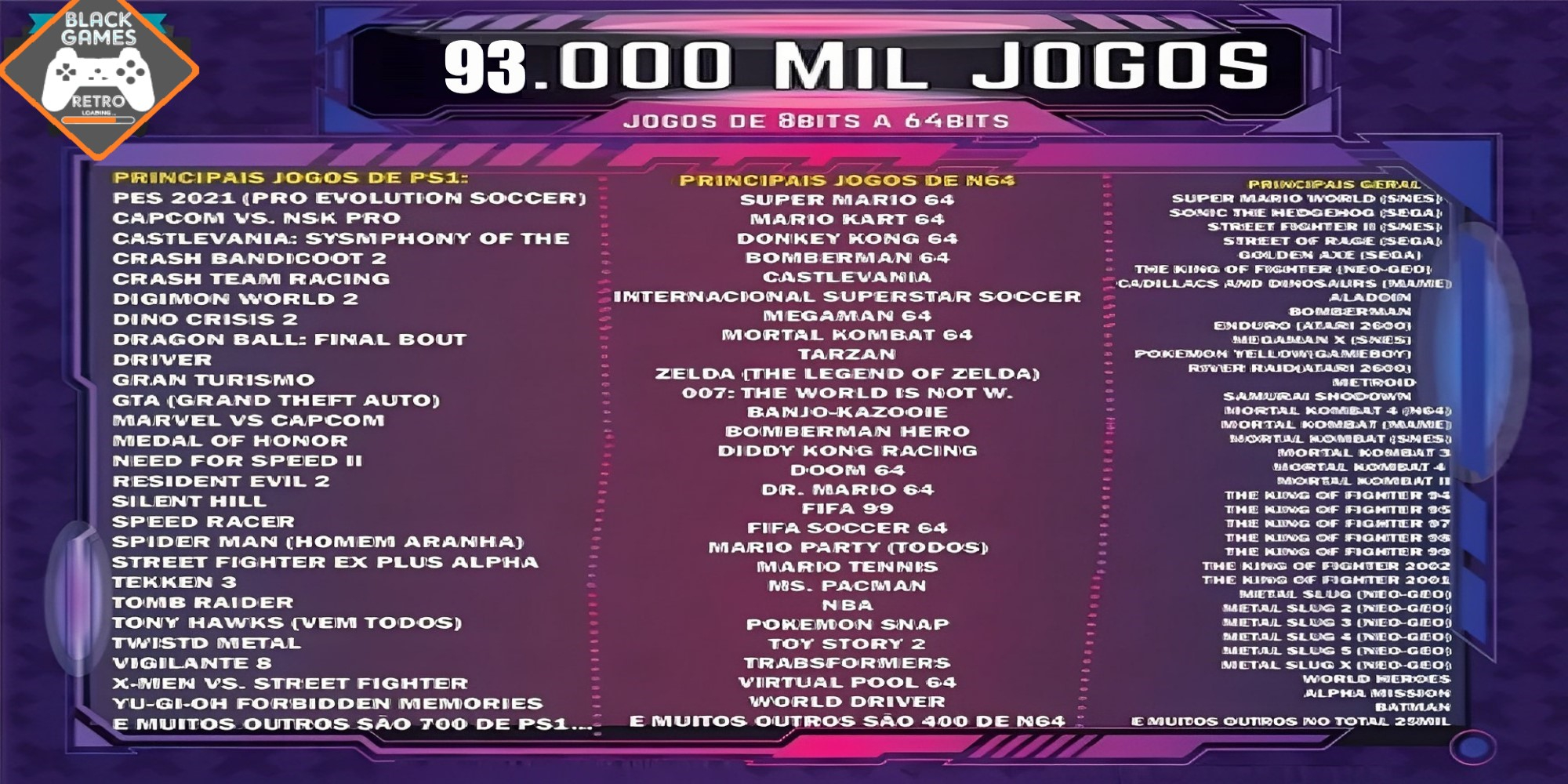 BLACK RETRO GAMES, Loja Online | Shopee Brasil